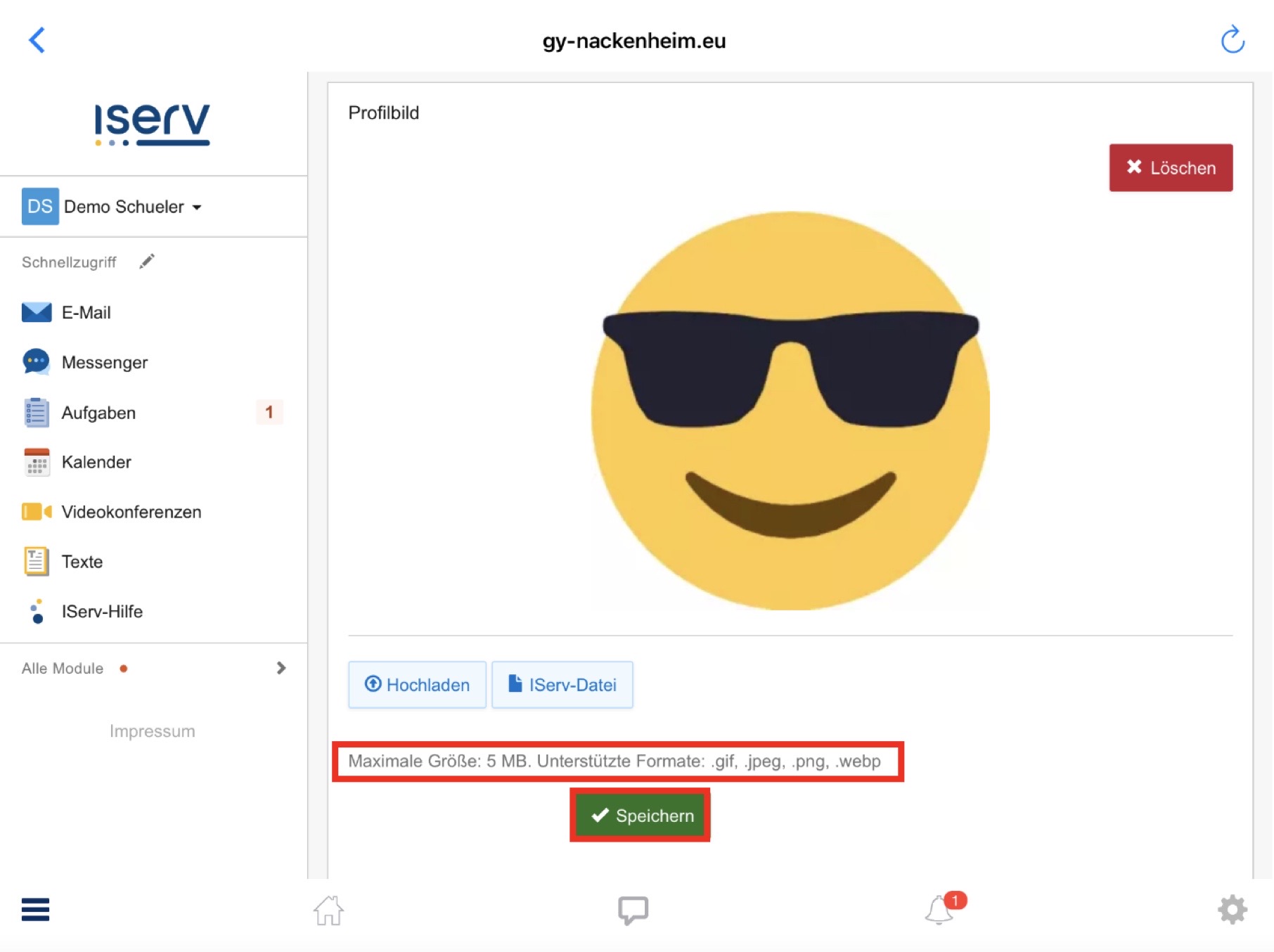 Profilbild ändern - Gymnasium Nackenheim