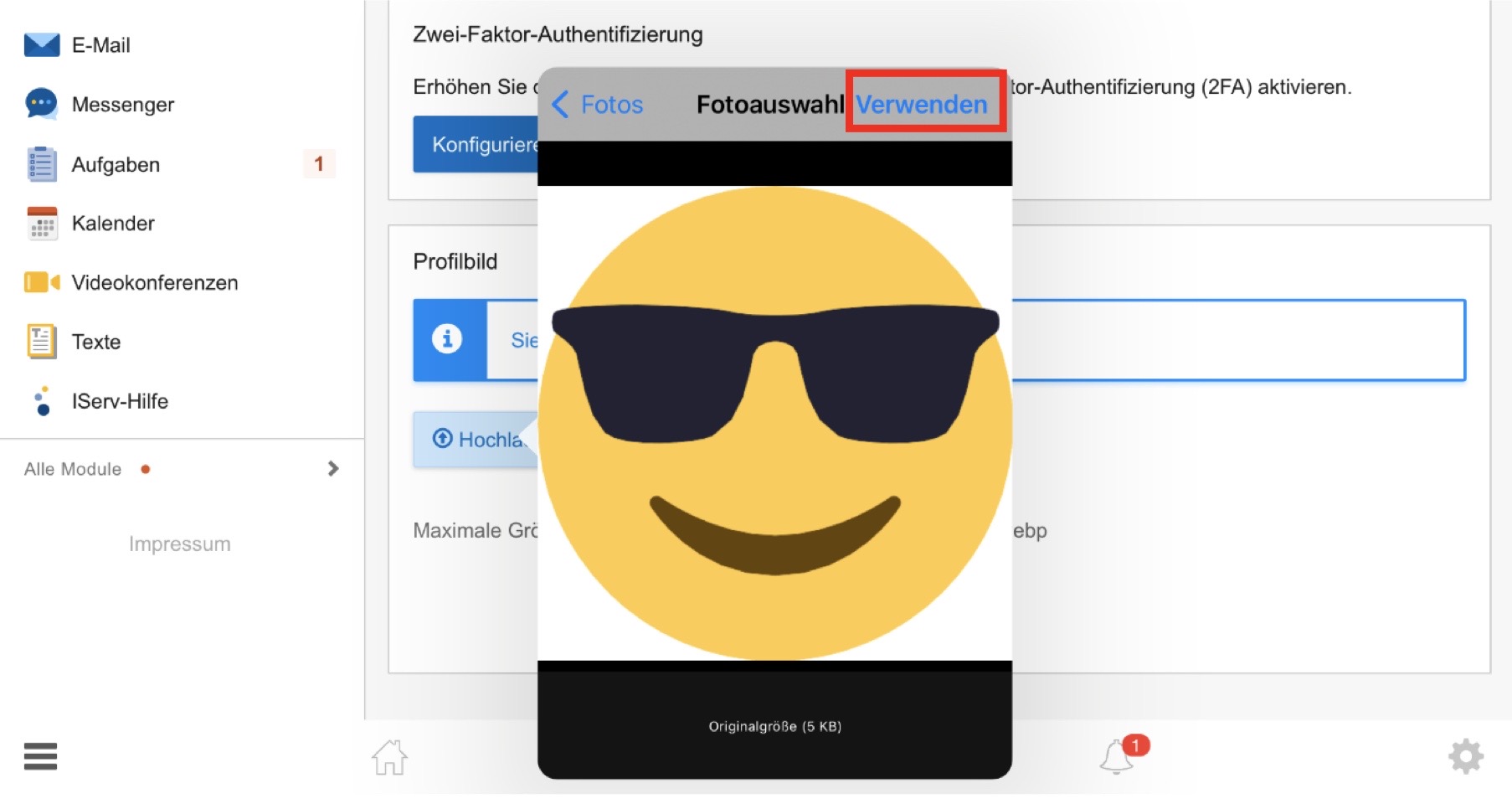 Profilbild ändern - Gymnasium Nackenheim